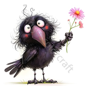 14 Crazy Raven Clip Art, Funny Bird Clipart, High Quality Jpgs, Digital ...