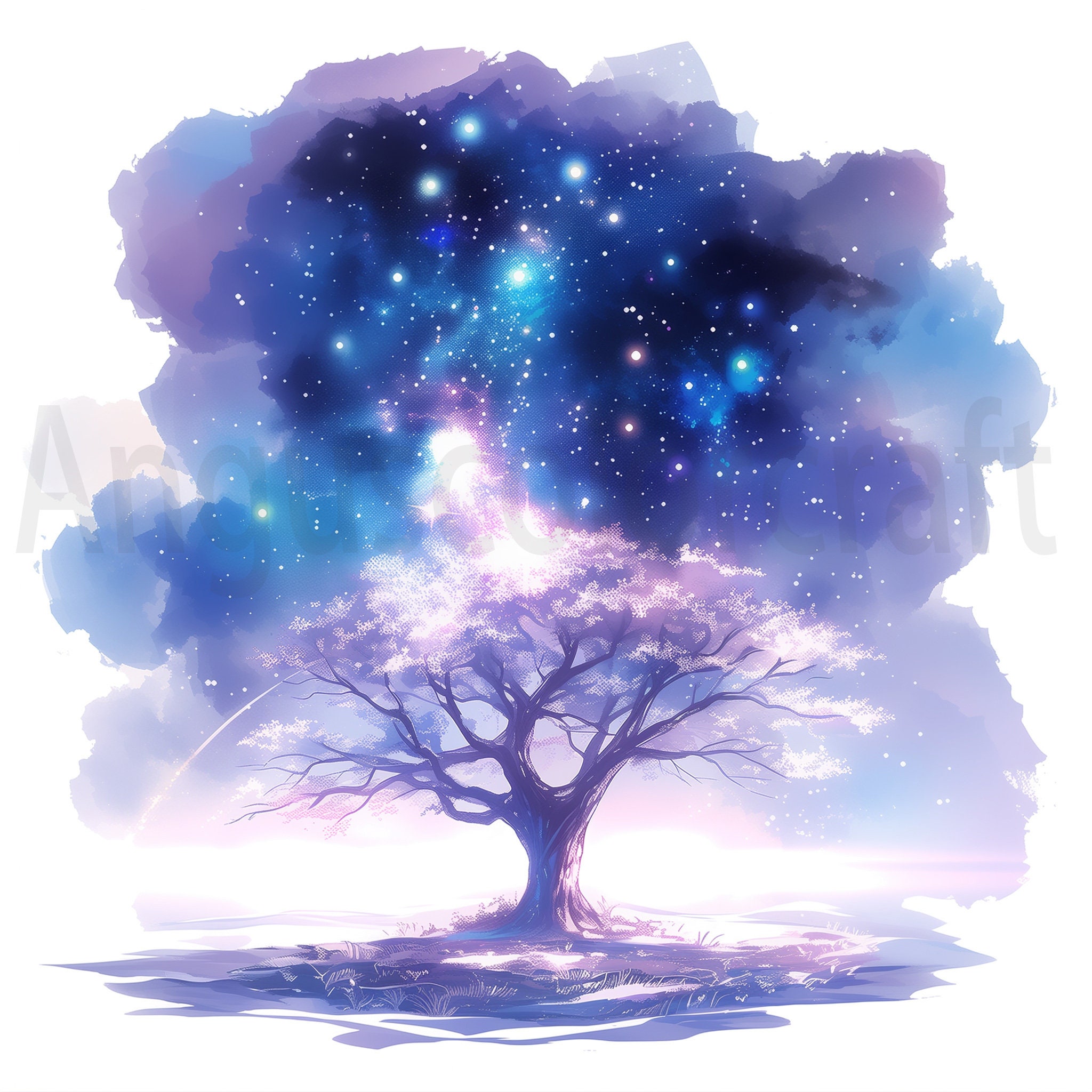 Galaxy Tree Clipart, Starry Sky Tree, Mystical Tree Clipart Bundle, 20 ...