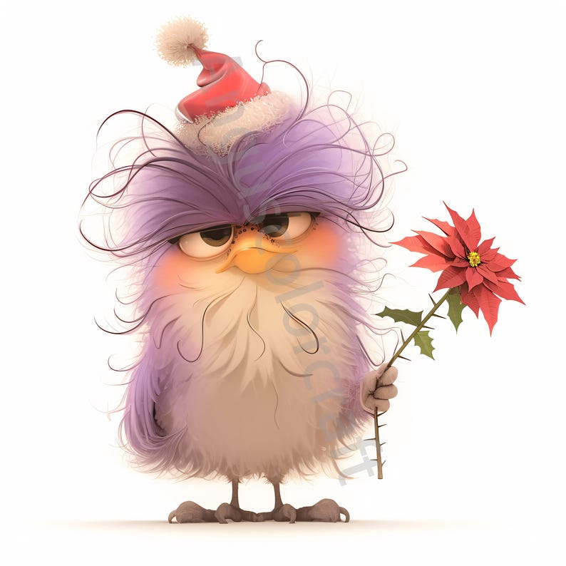 12 Cute Whimsical Christmas Bird Clipart, Funny Bird Clipart, Jpgs ...
