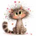 12 Frazzled Flower Cat Clip Art, Watercolor Clipart JPG, Junk ...