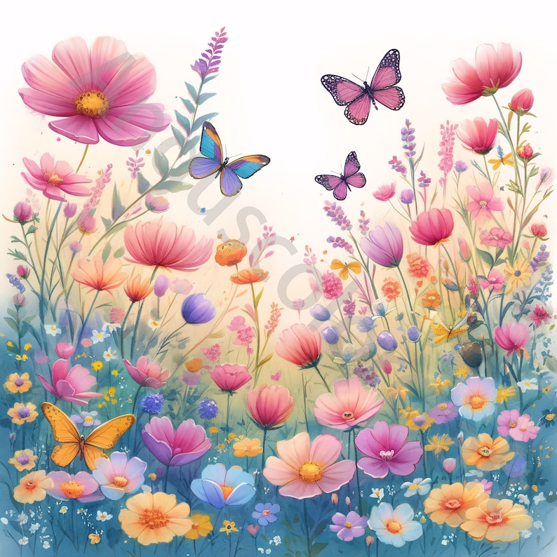 Butterfly Garden Clip Art Bundle 10 High Res Watercolor Clipart Jpgs ...