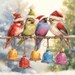 10 JPG Christmas Birds Clipart, Commercial Use, Whimsical Ephemera ...