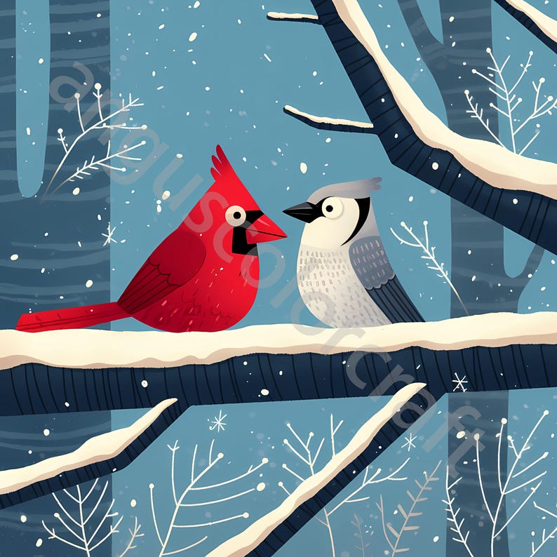 12 Winter Birds Clip Art, Watercolor Clipart JPG, Junk Journaling ...