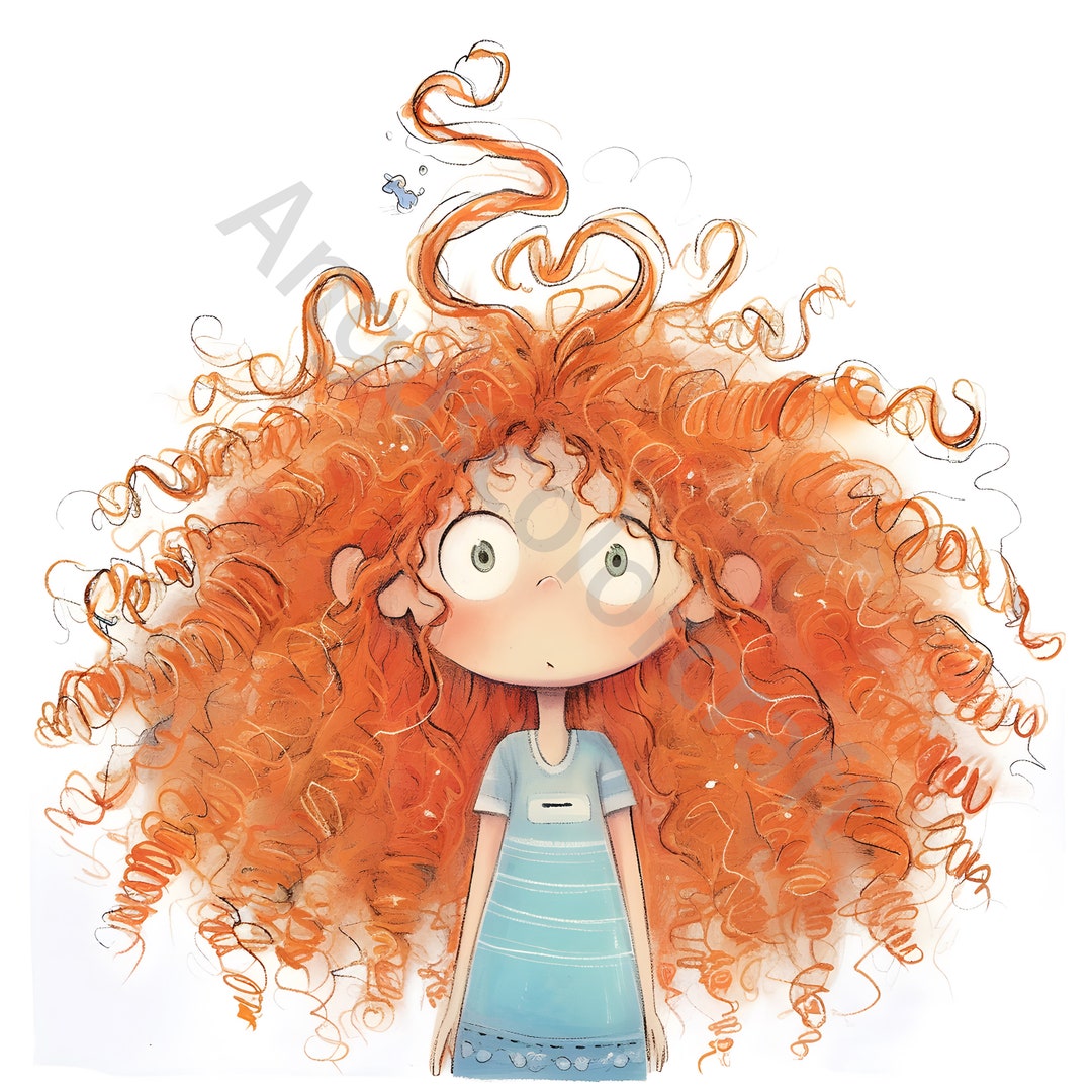 15 Quirky Curly Hair Girl Clipart, Commercial Use, Whimsical Ephemera ...