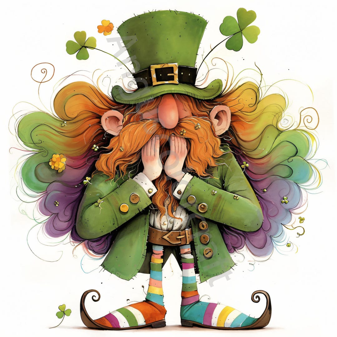 10 Quirky Leprechaun Clip Art, Watercolor JPG, Junk Journaling ...
