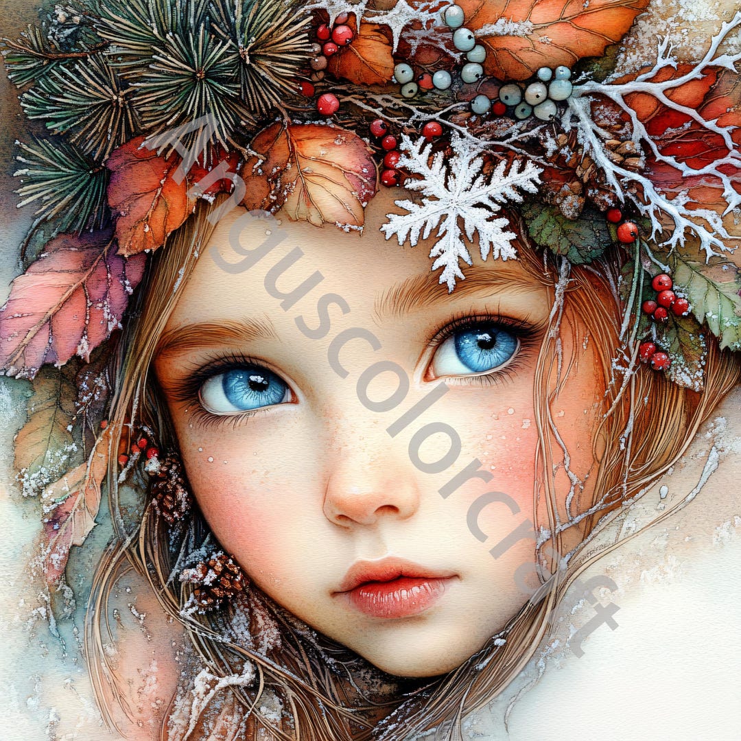 Winter Girl Watercolor Clipart: Whimsical Fairy Art (10 Jpgs ...