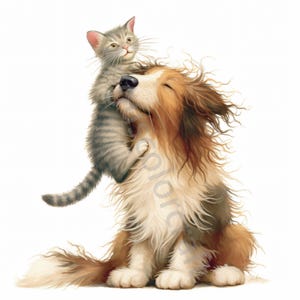 Quirky Dog and Cat Clip Art 10 High Res Watercolor Jpgs, Junk ...