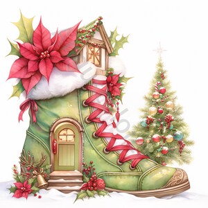 10 Christmas Fairy‘s Boot House Clipart, Commercial Use, Whimsical ...