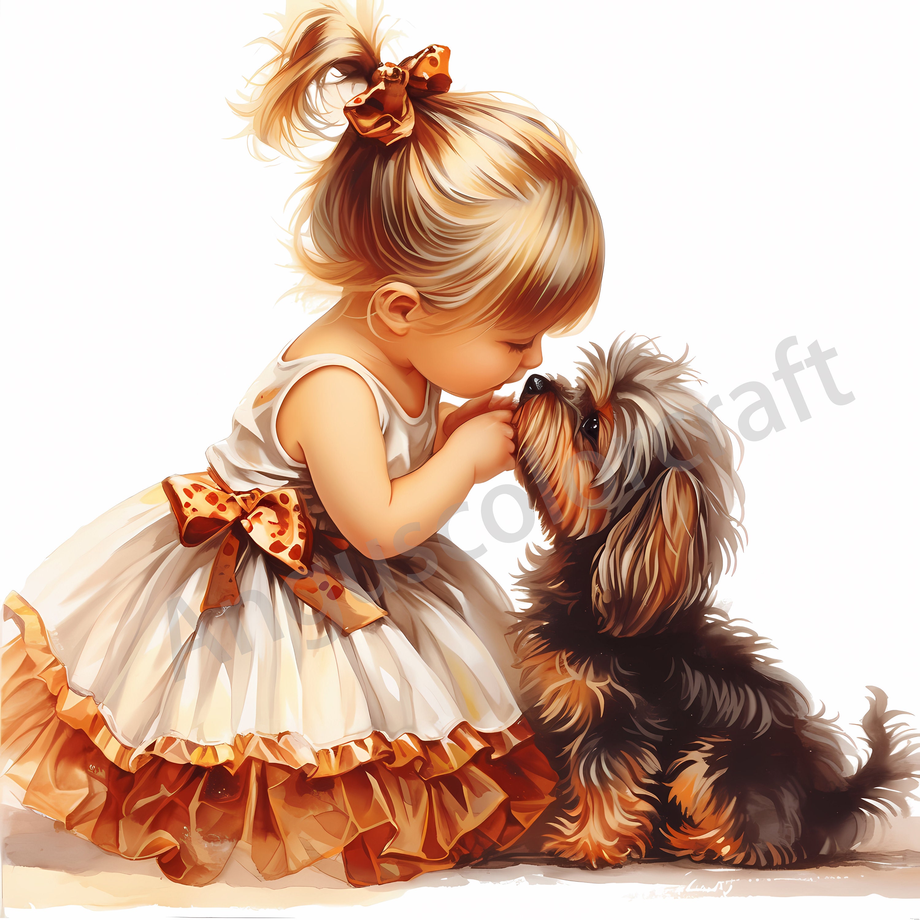 12 Best Friends Girl With Dog Clipart jpgs, Dog Lover, Cute Baby Girl ...