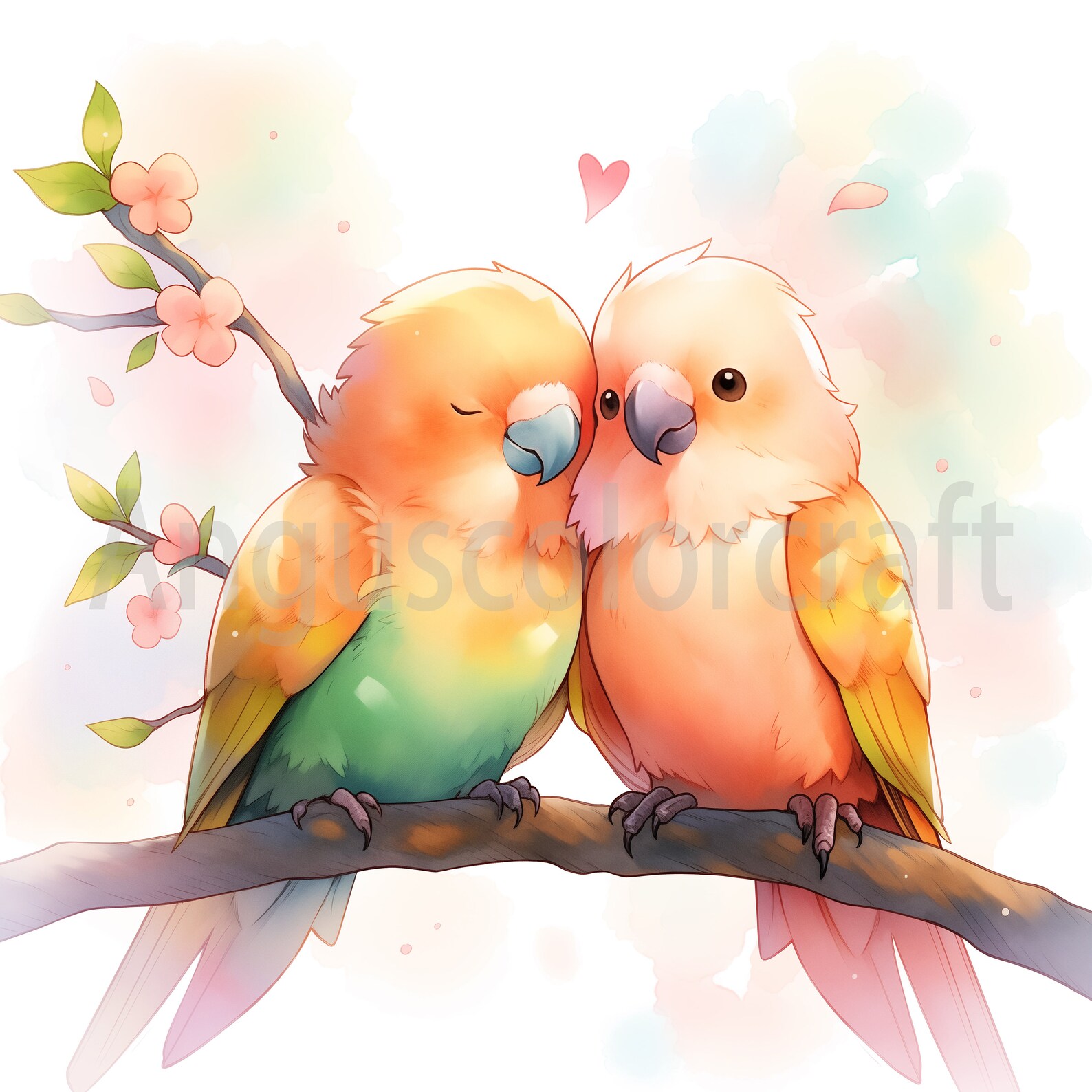 Two Love Birds Clipart, Parrot, Valentine's Day-18 High Quality Jpgs ...