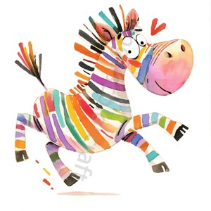 10 Quirky Funny Zebra Clip Art, Watercolor Clipart JPG, Junk Journaling ...
