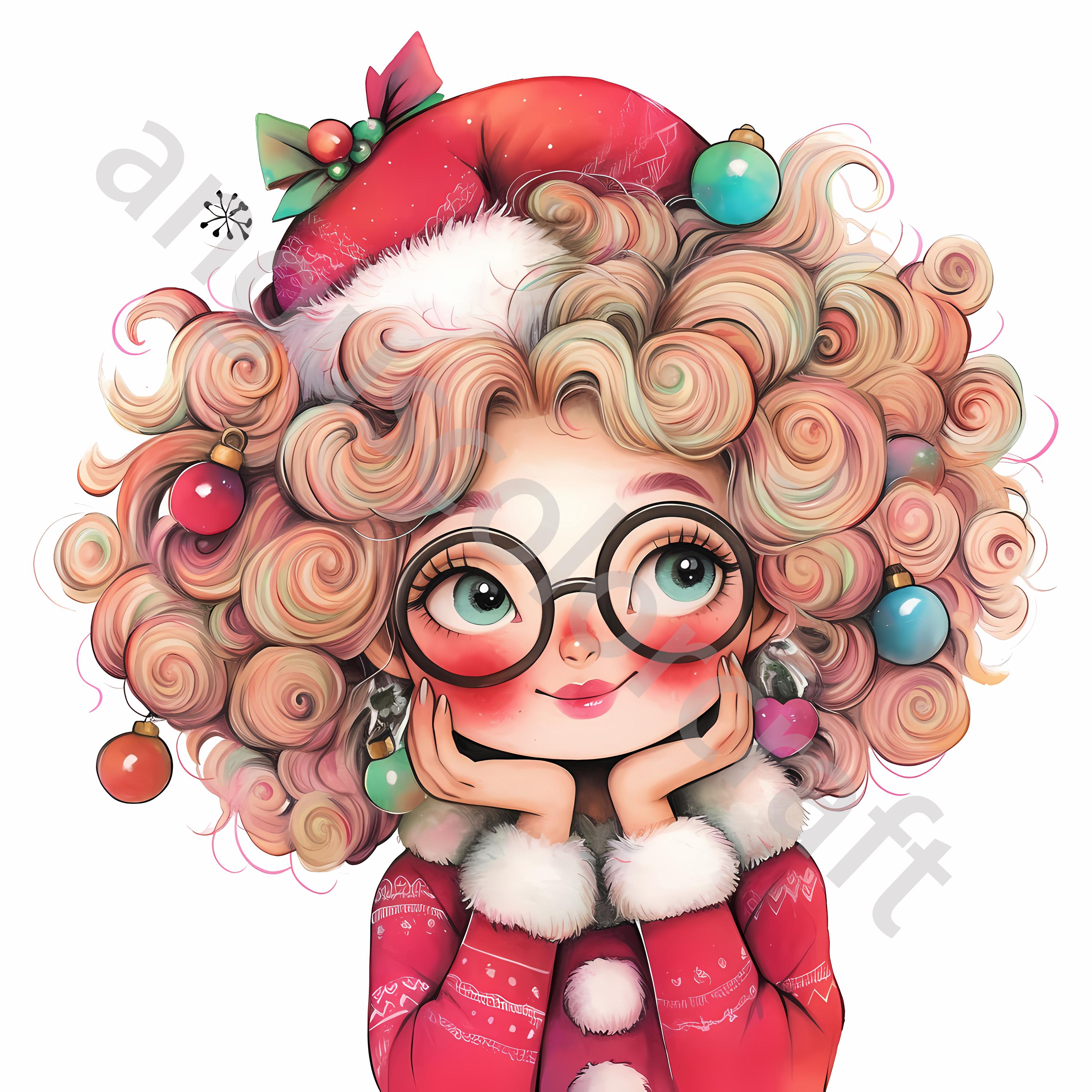 10 Quirky Mrs. Claus Clip Art, Watercolor Clipart JPG, Junk Journaling ...