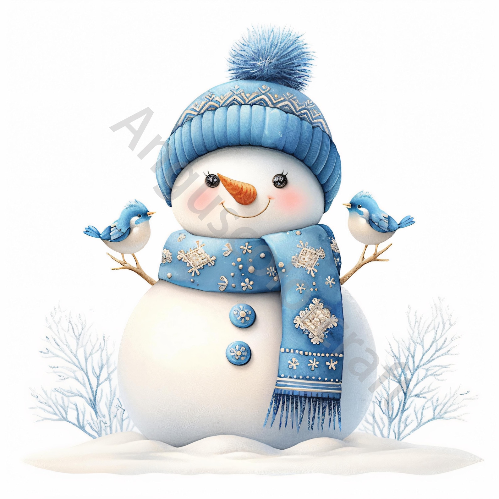 Christmas Snowman Clipart, 13 Blue Snowman JPG Collection, Snowman ...