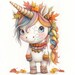 12 JPG Autumn Unicorn Clipart, Baby Unicorn Watercolor Clipart, Cute ...