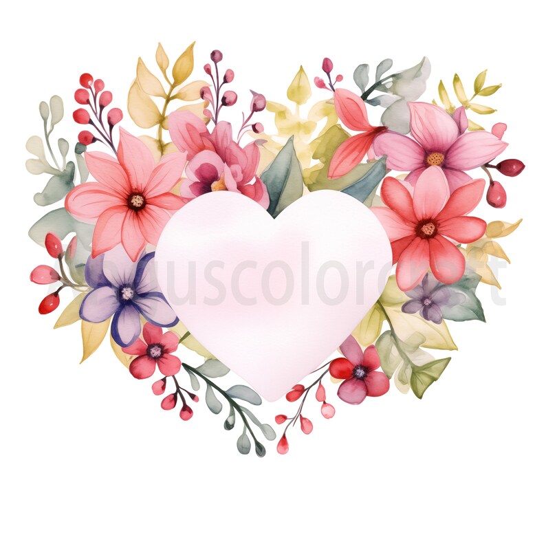 Hearts and Flowers Clipart, Valentine's Day Card, Love, 18 High Quality ...