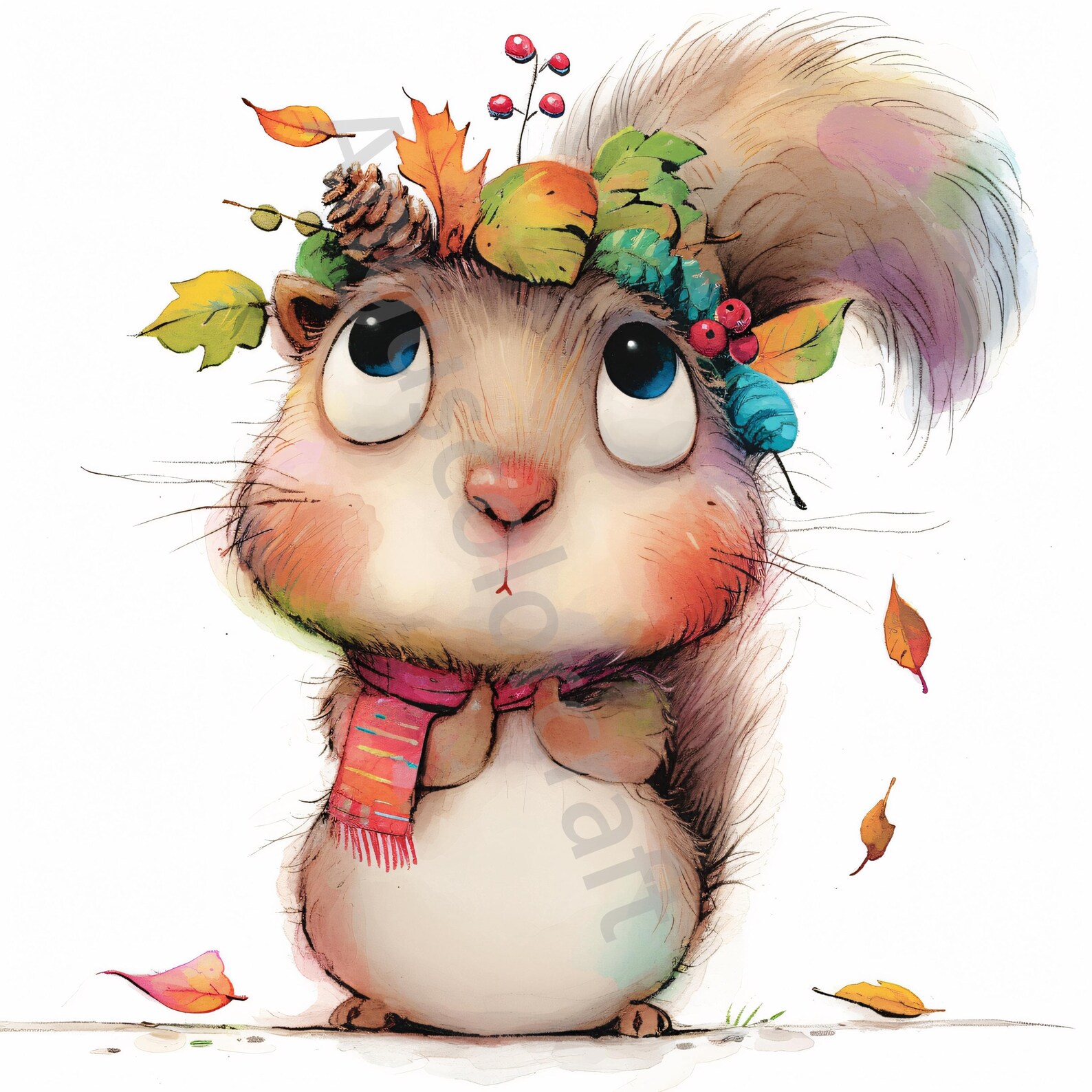 10 Quirky Squirrel Clip Art, Watercolor Clipart JPG, Junk Journaling ...