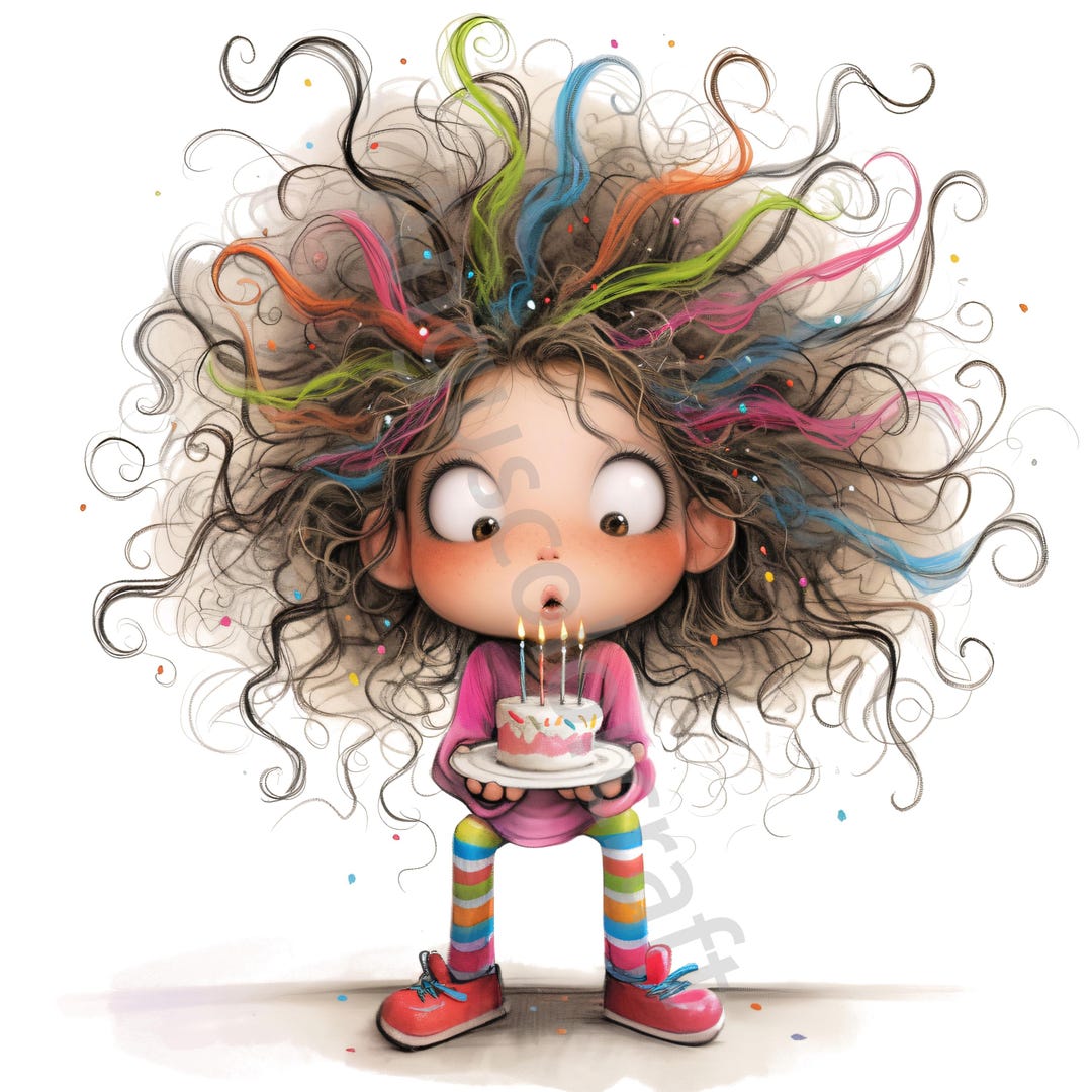 Quirky Birthday Cake Clip Art 13 High Res Watercolor Jpgs Junk ...