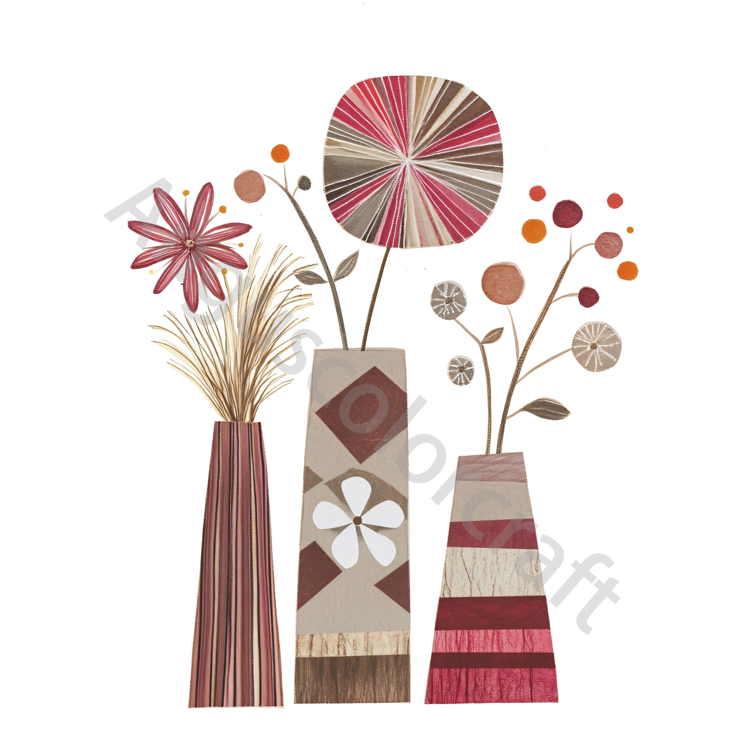 13 JPG Vase of Flowers Clipart, Row of Flowers, Digital Download ...