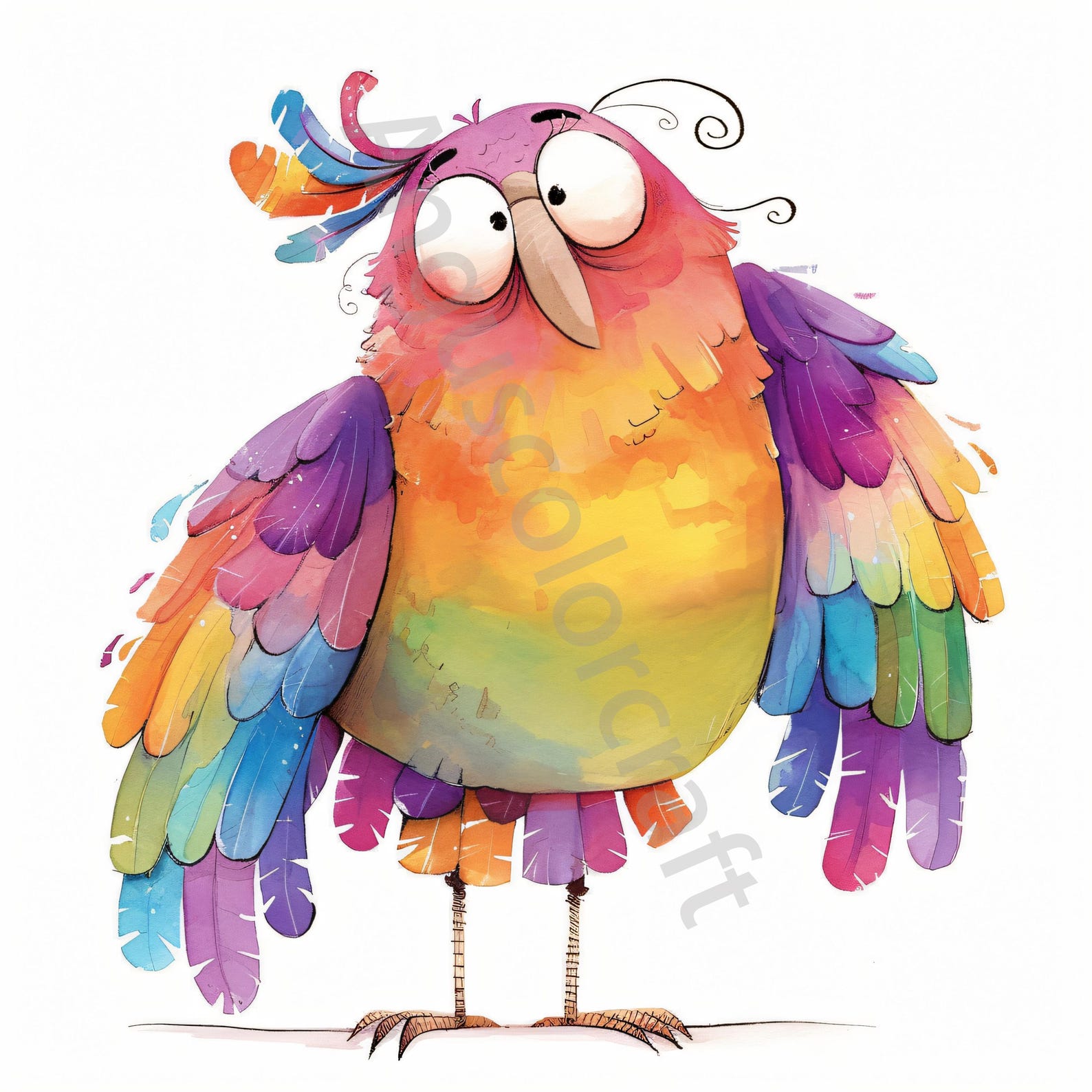 10 JPG Quirky Frazzled Bird Clip Art, Watercolor Clipart, Junk ...