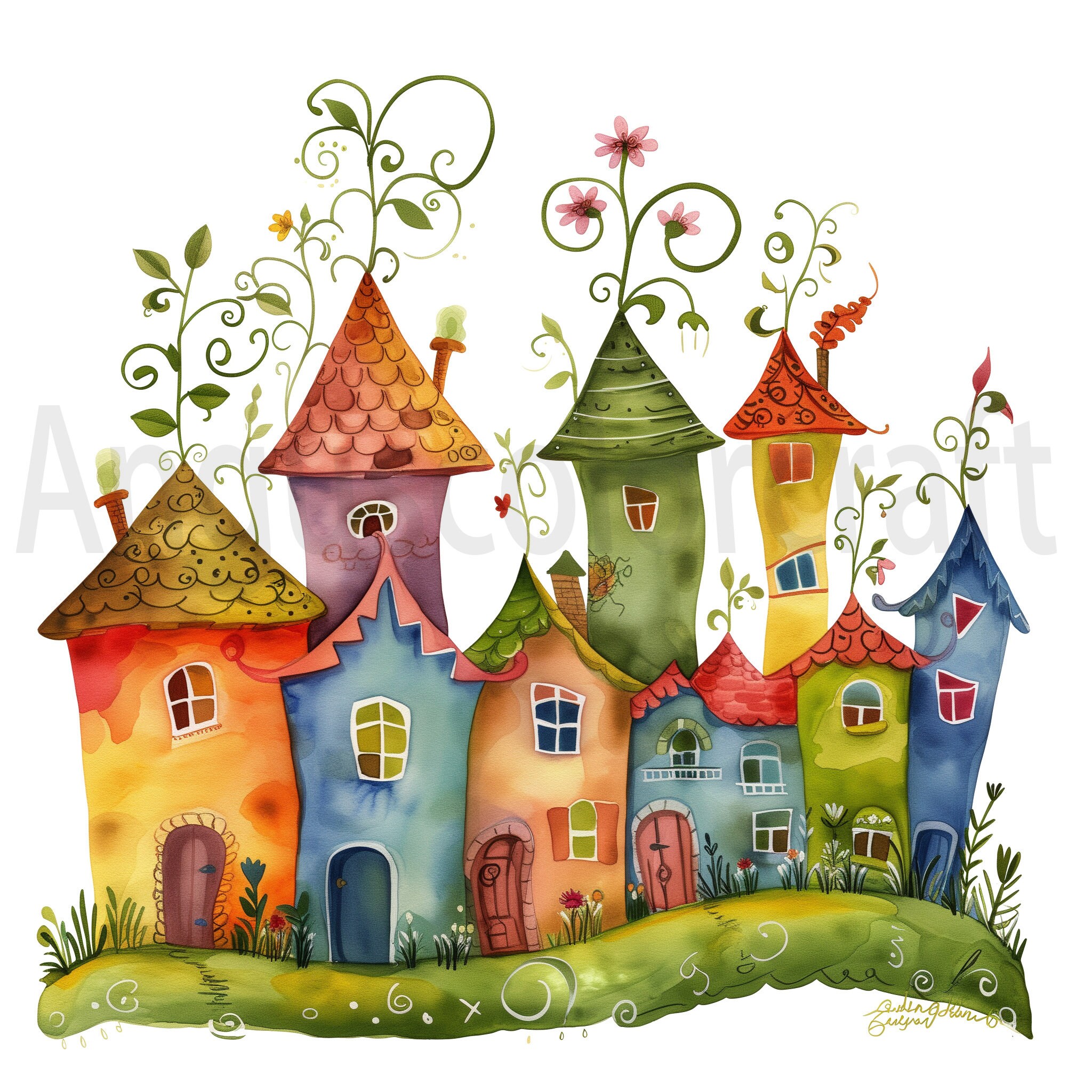 Quirky Houses Clipart 20 High Quality Jpgs, Scrapbooking, Memory Books ...