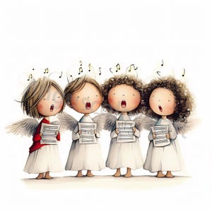 Little Angels Singing Christmas Carols Clipart Bundle, 10 High Res ...