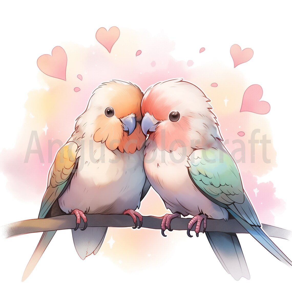 Two Love Birds Clipart, Parrot, Valentine's Day-18 High Quality Jpgs ...