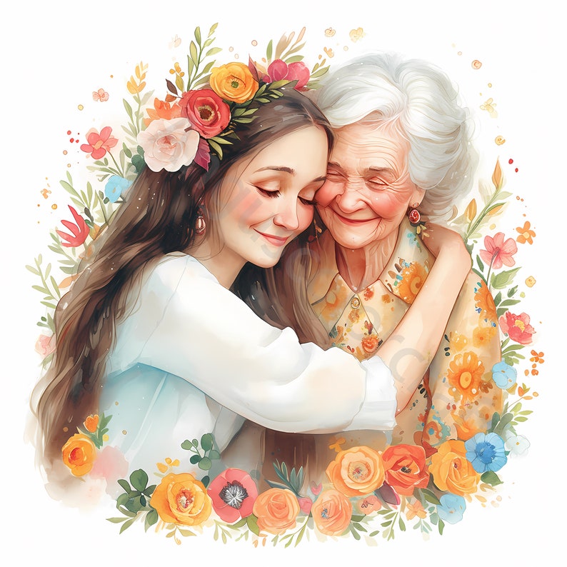 13 Mother's Day Clipart, Mother and Daughter Print, Printable ...