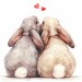 13 Cute Watercolor Couple Bunny Clipart Bundle, Rabbit With Heart ...