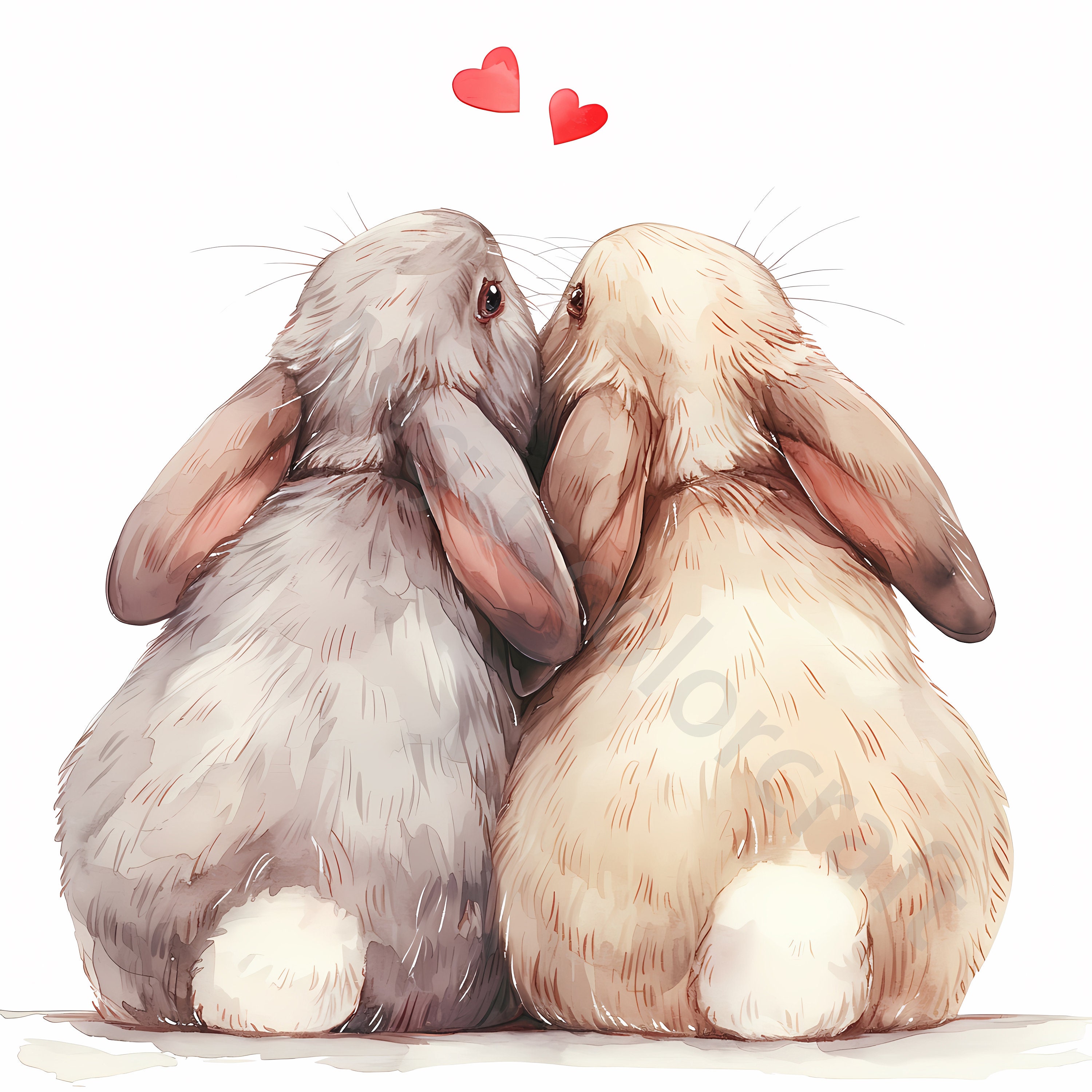 13 Cute Watercolor Couple Bunny Clipart Bundle, Rabbit With Heart ...