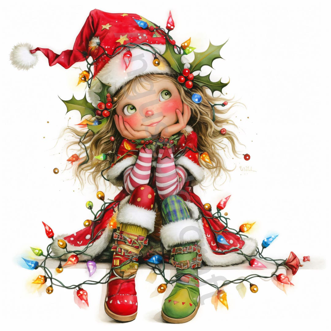 Christmas Girl Clip Art 12 High Res Watercolor Jpgs, Junk Journaling ...