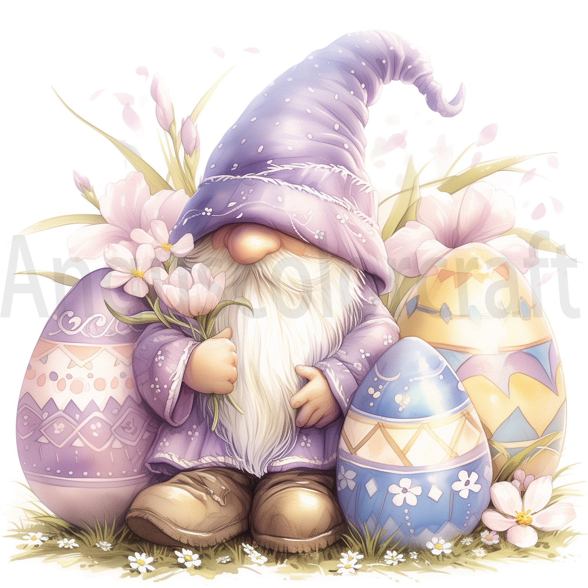Watercolor Easter Gnome Clipart 20high Quality Jpgs, Scrapbook Paper ...
