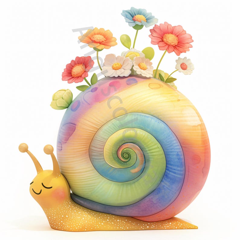 Snail Clipart, Garden Snails Images, 10 Watercolor Clip Art, Printable ...