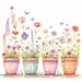 12 Row of Flowers Clip Art, Watercolor Clipart JPG, Junk Journaling ...