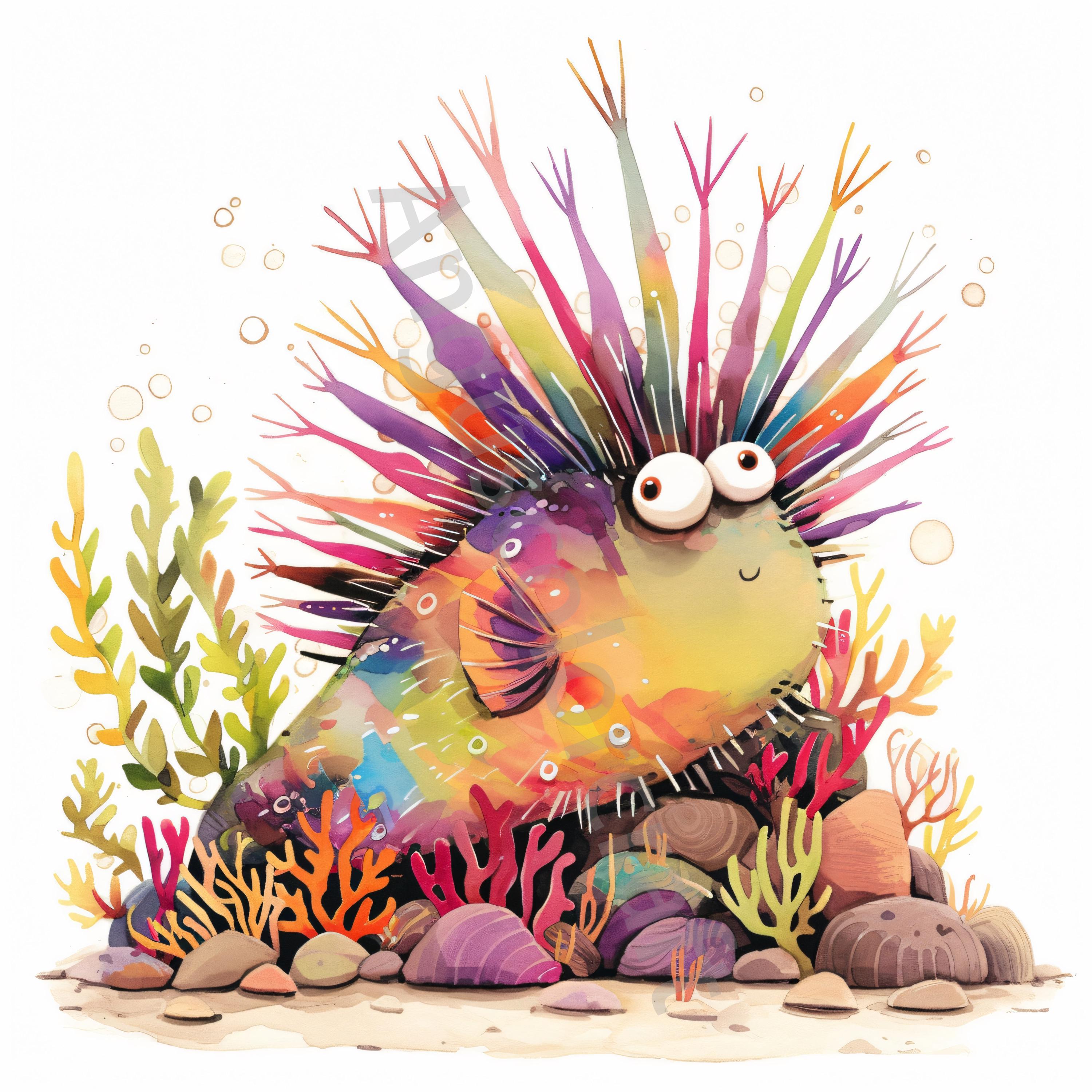 10 Quirky Funny Fish Art, Watercolor Clipart JPG, Junk Journaling ...
