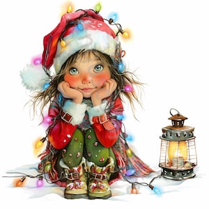 Christmas Girl Clip Art 12 High Res Watercolor Jpgs, Junk Journaling ...