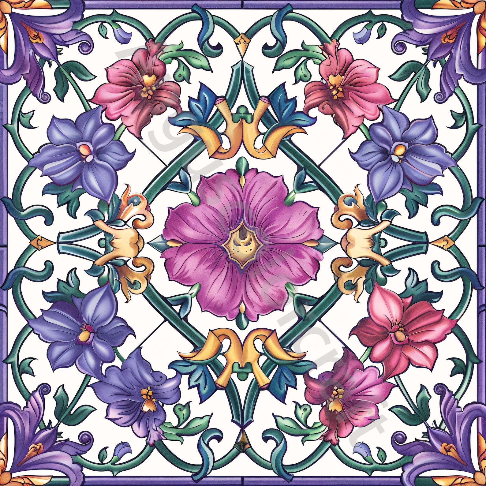 Flower Patterns Clip Art Bundle, Watercolor Flower Background, 10 High ...