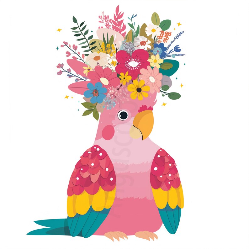 Cute Parrot Clip Art Bundle, 20 High Res Jpgs, Digital Download, Cute ...