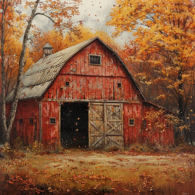 Old Red Barn Clipart Bundle 10 High Res Watercolor Jpgs for Junk Journaling, Scrapbooking, Paper ...