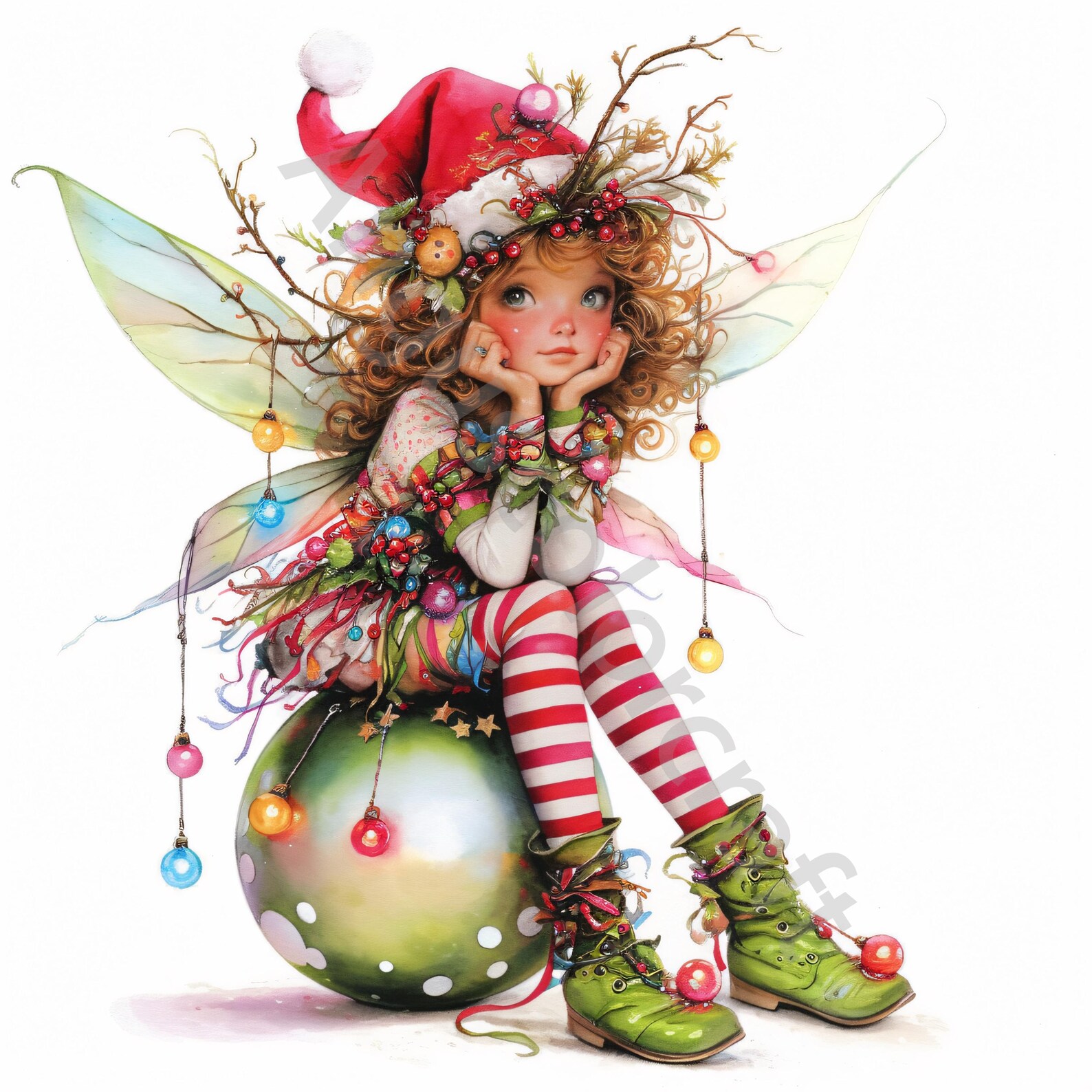 Quirky Christmas Fairy Clip Art 12 High Res Watercolor Jpgs, Junk ...