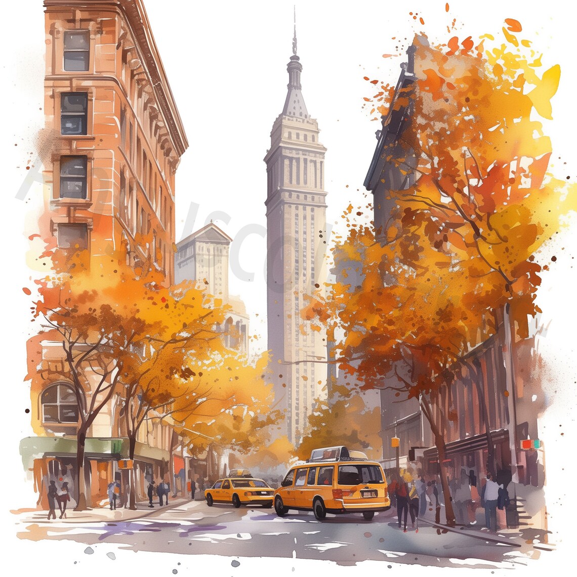 Watercolor New York City Clipart, 16 High-quality Images, Adorable ...