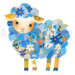 Collage-style Sheep Clipart Bundle - 20 High Quality Jpgs, Commercial ...