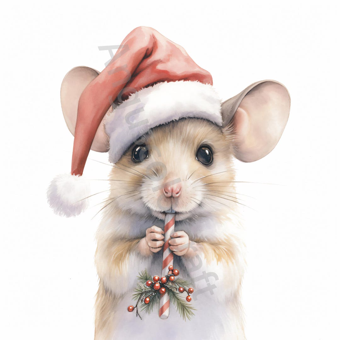 12 Christmas Mouse Clipart, Commercial Use, Whimsical Ephemera ...