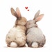 13 Cute Watercolor Couple Bunny Clipart Bundle, Rabbit With Heart ...