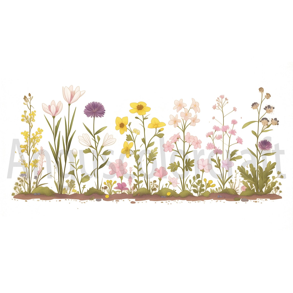 A Row of Flowers Clipart 23 High Quality Jpgs, Commercial Use, Memory ...