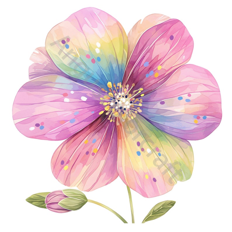13 Cute Whimsical Flower Clipart, Rainbow Flower Clipart, High Res JPG ...