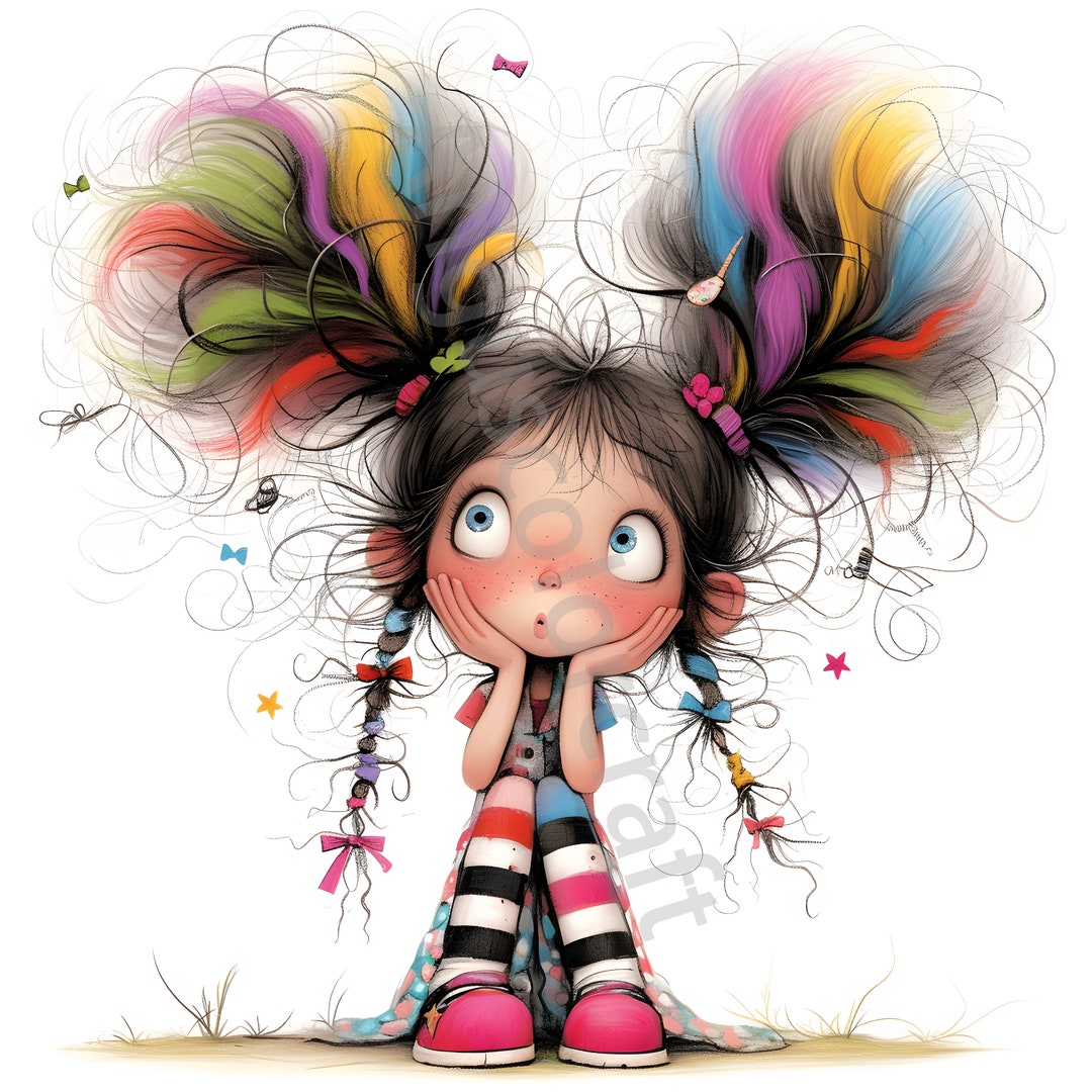 15 Quirky Girl Clipart, Commercial Use, Whimsical Ephemera, Watercolor ...