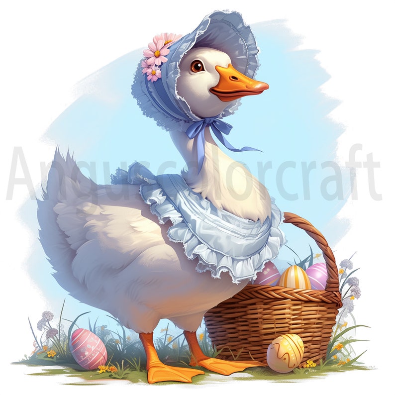 Watercolor Easter Goose Clipart 20high Quality Jpgs, Scrapbook Paper ...