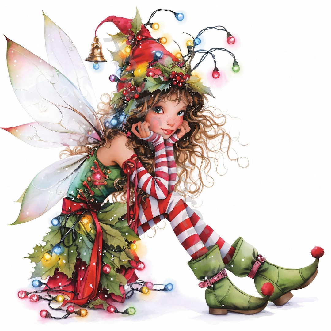 13 Quirky Christmas Fairy Clipart, Commercial Use, Whimsical Ephemera ...
