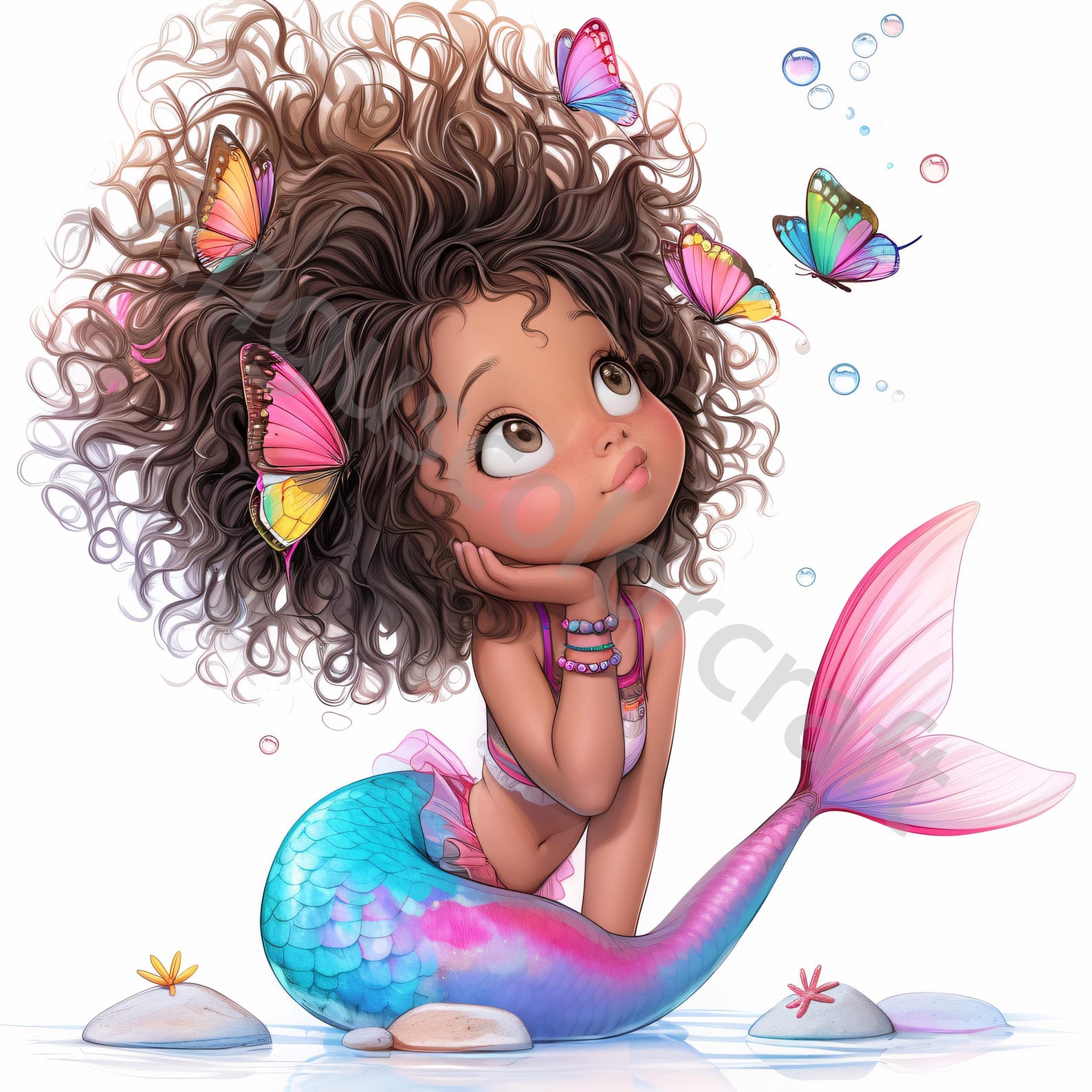 11 JPG Quirky Black Mermaid Clipart, Commercial Use, Whimsical Ephemera ...