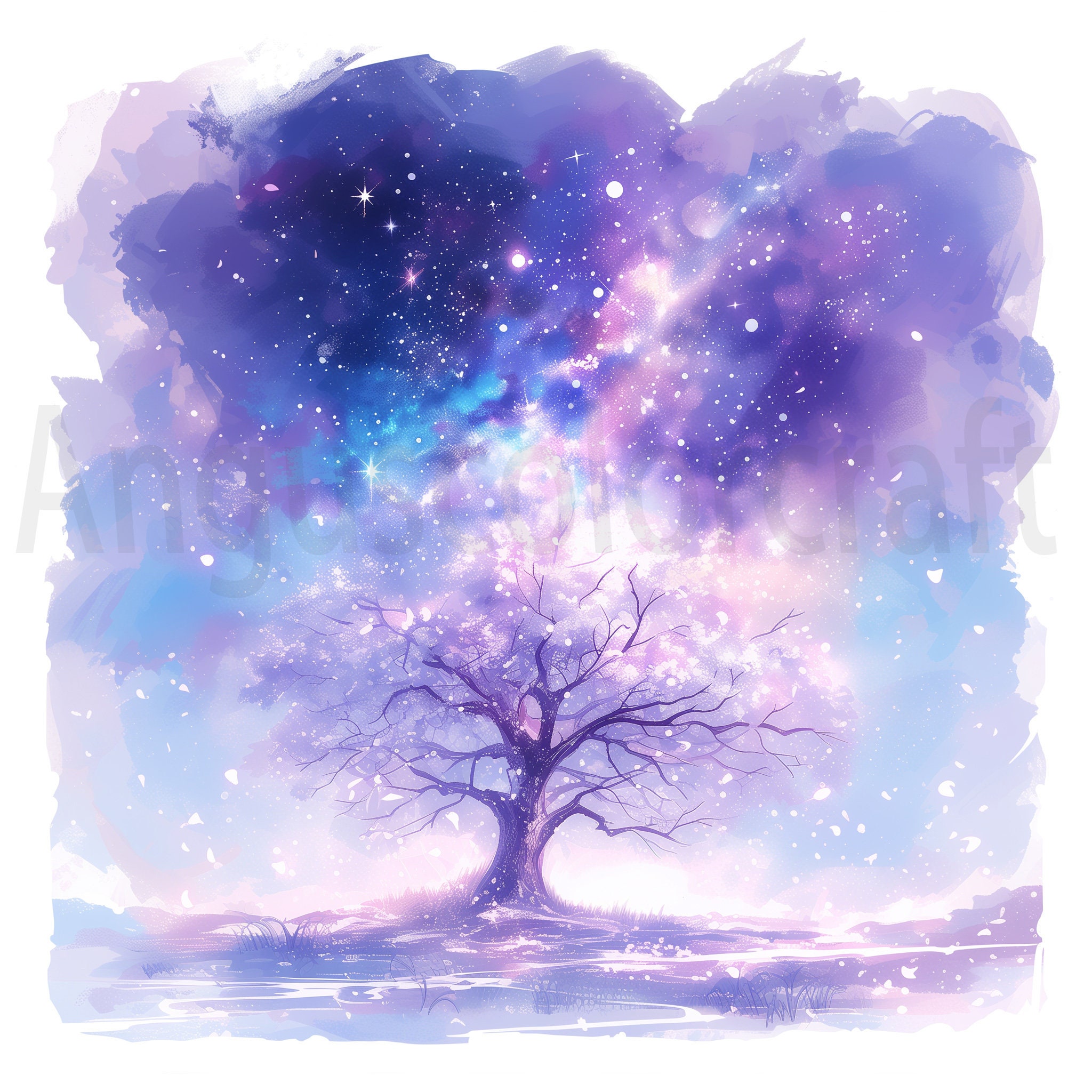 Galaxy Tree Clipart, Starry Sky Tree, Mystical Tree Clipart Bundle, 20 ...